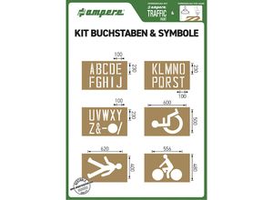 3495884040308 - ampere Schablonenset Buchstaben und Symbole 6 diverse Schablonen Karton