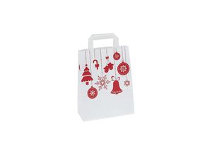 8057714366153 - Papiertragetasche Weihnachten weiß rot gemustert VE 25 Stk LxBxH 220 x 105 x 280 mm ab 20 VE ratioform