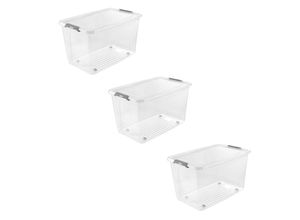 4052396115499 - Aufbewahrungsbox KEEEPER Clipbox Leo (Set 3 St) 56 L 59 x 38 x 355 cm transparent B59cm H355cm T38cm Kunststoff Aufbewahrungsboxen Schanierclips Doppelöffnung 90 drehbare Räder fixierbarer Deckel