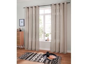 6941446602301 - Gardine MY HOME Fiete Gr 2 beige B140cm H175cm Polyester Gardinen Leinen Optik monochrom basic pflegeleicht verschiedene Größen Topseller