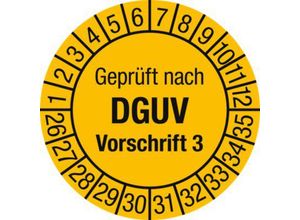 4060081071180 - moedel Prüfplaketten „Geprüft nach DGUV Vorsch 3“ 2026–2035 Folie Ø 30 mm 10 Stück Bogen