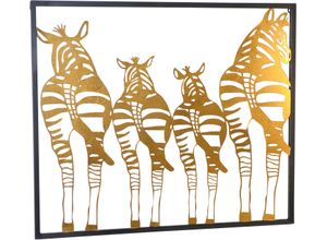 4046884067650 - Wanddekoobjekt Wanddekoration gold (goldfarben) B76cm H65cm T25cm Metall HOFMANN LIVING AND MORE Wanddekoobjekte Zebra-Familie in gold