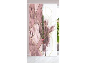 4056751443968 - Schiebegardine HOME IN GREEN SIGNUM Gr 1 rosa B60cm H245cm Polyester Gardinen SET DIGITALDRUCKBAMBUSOPTIK RECYCELT