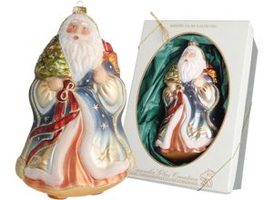 0024762809336 - Christbaumschmuck KREBS GLAS LAUSCHA Weihnachtsmann mit Baum Weihnachtsdeko Christbaumschmuck bunt H17cm Ø10cm Glas Weihnachtsbaumschmuck mundgeblasen