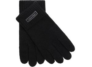 8721223136308 - Strickhandschuhe CALVIN KLEIN Damen schwarz Rippstrick Wollmischung unifarben Handschuhe