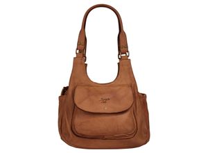 4260543060138 - Umhängetasche SAMANTHA LOOK Damen Gr B H T 37cm x 18cm x 13cm onesize braun (cognac) Leder leicht glänzend unifarben Taschen echt Leder Made in Italy