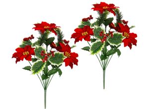 4019844826499 - Kunstblume IGEA Poinsettiastrauß rot B30cm H45cm L18cm Polyester Kunstpflanzen