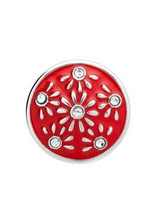 UNIQUE Button Emaille rote Sonnen Zirkonia