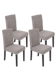 4er-Set Esszimmerstuhl Stuhl Küchenstuhl Littau ~ Textil, grau, dunkle Beine