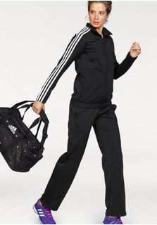 Große Größen adidas Performance Trainingsanzug »BACK2BASIC 3S TRACKSUIT« (Set, 2 tlg.) Gr. XXL schwarz gestreift für Damen