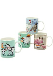 Creatable Becher Kaffeebecher Farm Animals, New Bone China, ideal als Kinderbecher, Tassen Set, 4-teilig, bunt