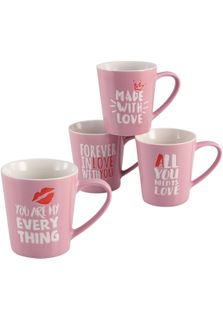Creatable Becher Kaffeebecher Love Collection, Porzellan, mit Liebeserklärung, Tassen Set, 4-teilig, rosa