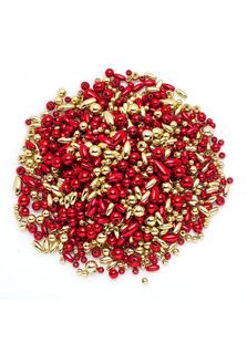 buttinette Perlenmischung, rot und gold, 4–12 mm, 80 g