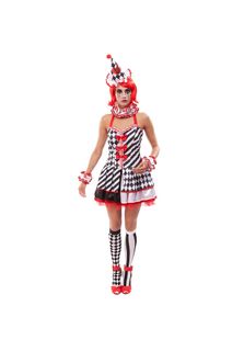 buttinette Pierrot Kostüm für Damen, schwarz/weiß/rot