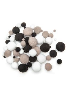 buttinette Pompons, weiß-grau-schwarz, 4–25 mm Ø, 400 Stück