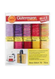Gütermann Gütermann Nähfaden-Set "Deco Stitch 70", gelb/rot/pink, 10x 70 m