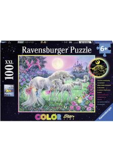 Ravensburger Puzzle Color Star Line, Einhörner im Mondschein, 100 Puzzleteile, leuchtet im Dunkeln, Made in Germany, FSC® - schützt Wald - weltweit, bunt