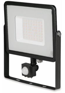 V-TAC LED-Fluter mit Bewegungsmelder VT-50-S-B, 50 W, 4000lm, 3000 K, schwarz