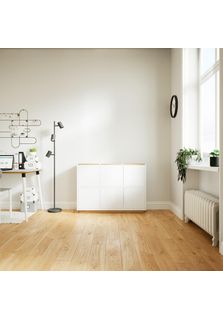 MYCS Sideboard Weiß - Designer-Sideboard: Türen in Weiß - Hochwertige Materialien - 118 x 85 x 34 cm, Individuell konfigurierbar