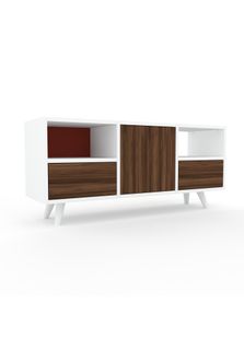 MYCS Lowboard Nussbaum - TV-Board: Schubladen in Nussbaum & Türen in Nussbaum - Hochwertige Materialien - 118 x 52 x 34 cm, Komplett anpassbar