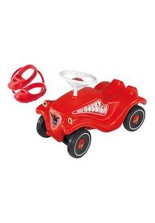 BIG Bobby-Car-Classic, Rutscher rot/schwarz, Fl&uuml;sterr&auml;der und Schuhschonern