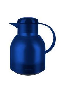 Emsa SAMBA Isolierkanne, 1 Liter blau/transparent, QUICK PRESS Verschluss Material: Polypropylen (PP) / Glas, Mattiert, transluzent Fassungsvermögen: Thermokanne + Quick Press Verschluss Eigenschaft: 1 Liter
