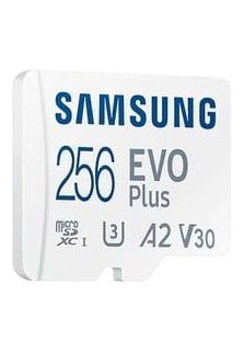 Samsung EVO Plus 256 GB microSDXC (2021), Speicherkarte weiß, UHS-I U3, Class 10, V30, A2 Kapazität: 256 GB Geschwindigkeit: Lesen: max. 130 MB/s Speichertyp: microSDXC Bus-Schnittstelle: UHS-I, High Speed