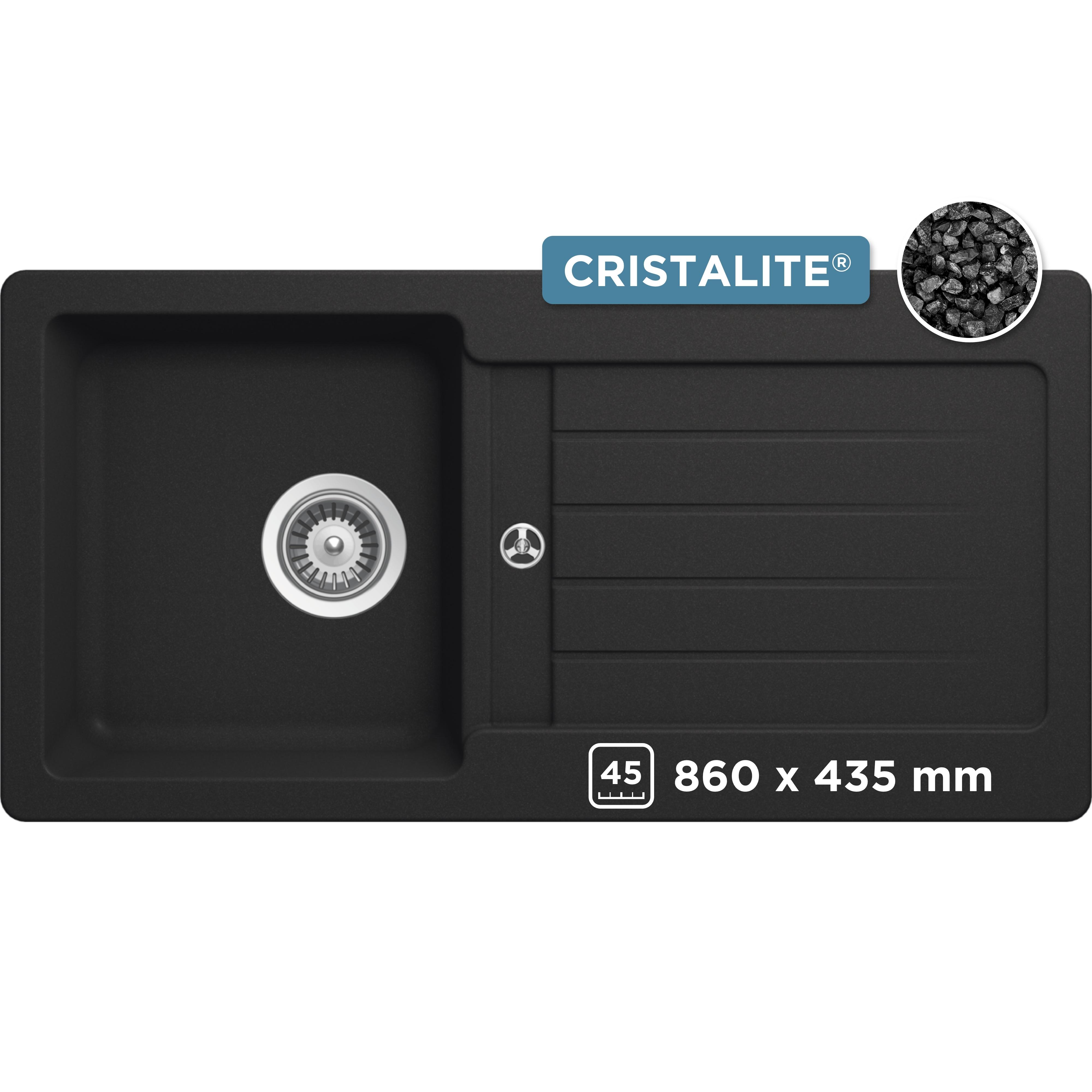 Granitan Wasserhahn Cado – Einhebel-Küchenarmatur Mit Ausziehbarem Auslauf, 17,5 Cm, Schwarz Gepunktet, Inkl. Anschlussschläuche